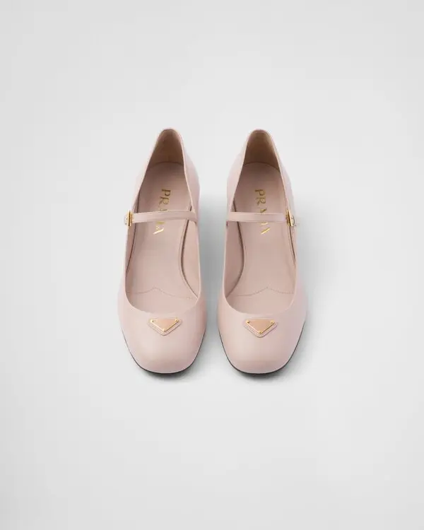 Prada Nappa Leather Mary Jane Pumps - Water Lily | Editorialist